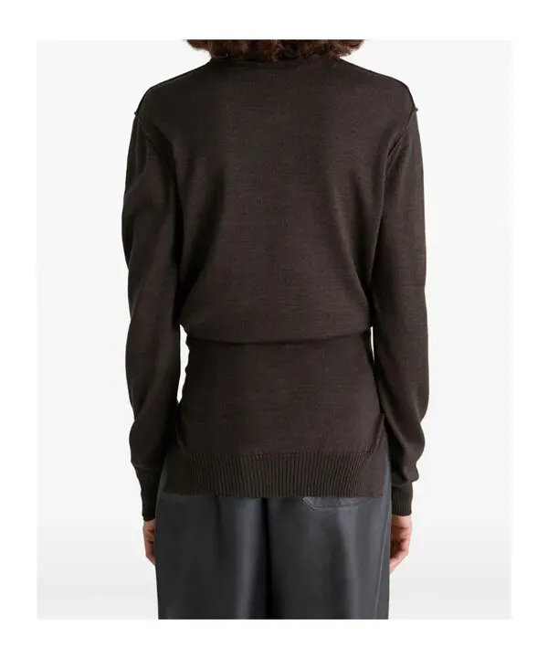 LEMAIRE Asymmetrical Belted Knit Top - Black