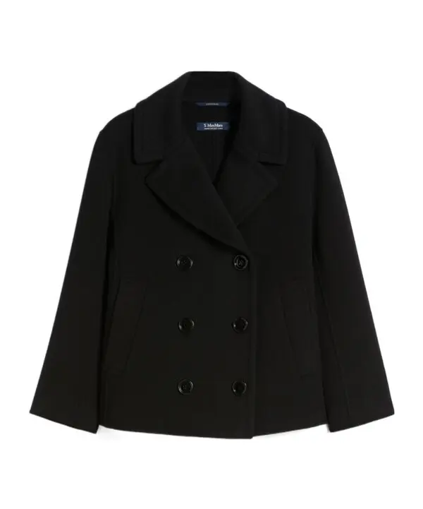 Max Mara Wool Drap Pea Coat - Black