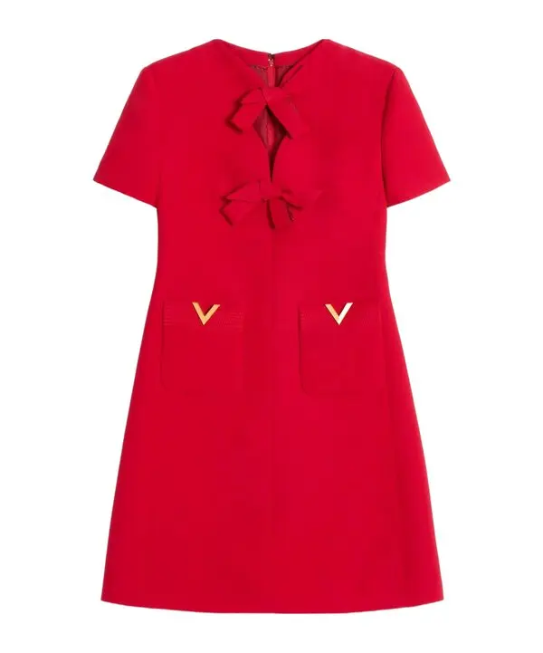 Valentino Garavani A-line Mini Dress With Bow And Gold V Detail