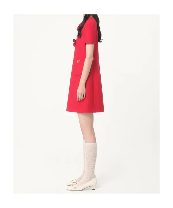 Valentino Garavani A-line Mini Dress With Bow And Gold V Detail