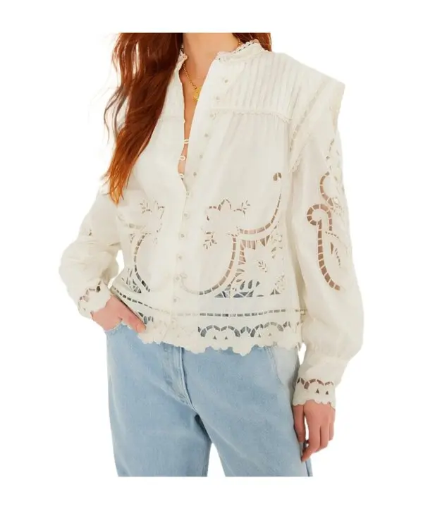 Farm Rio Broderie Panel Blouse