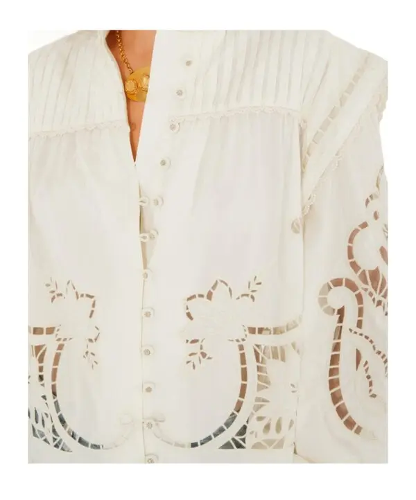 Farm Rio Broderie Panel Blouse