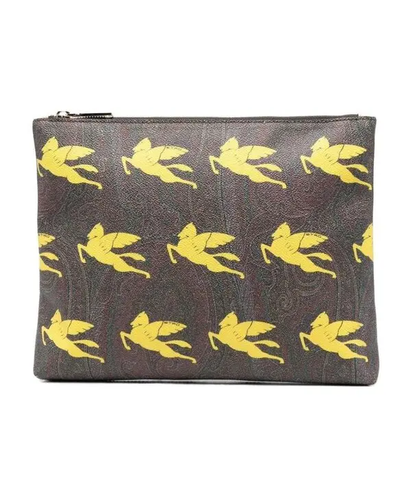 Etro Paisley Print Pegasus Clutch Bag - Black