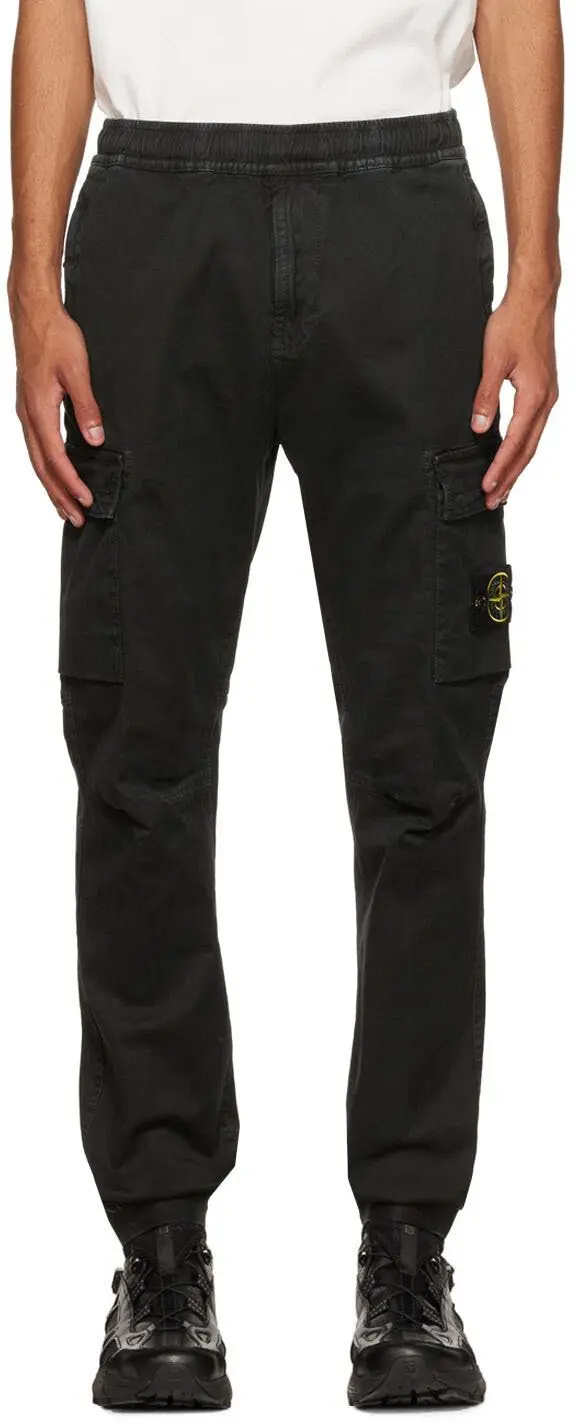 Stone Island Regular Tapered Fit Cargo Pants - Black