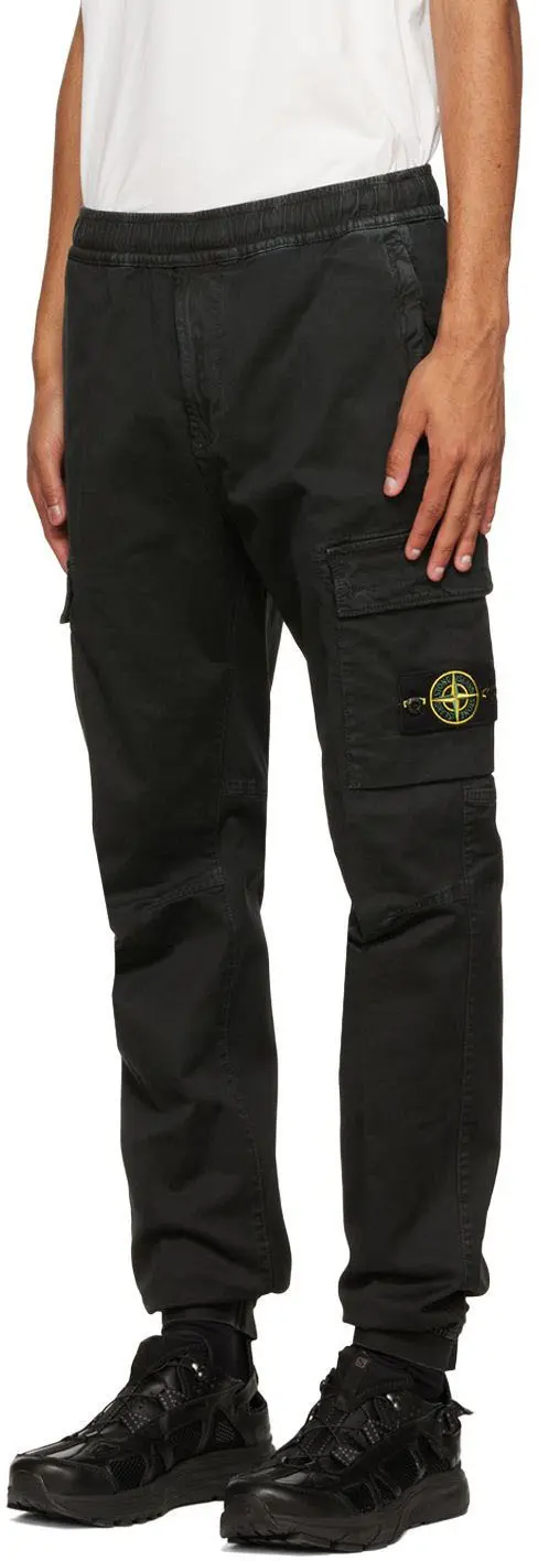 Stone Island Regular Tapered Fit Cargo Pants - Black