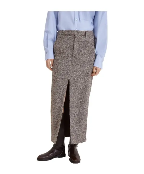Brunello Cucinelli Diagonal Sartorial Pencil Skirt - Gray