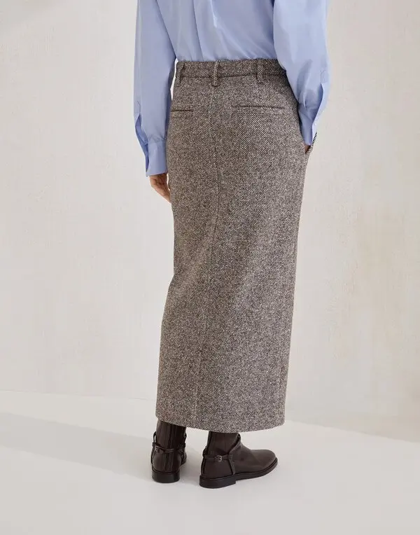 Brunello Cucinelli Diagonal Sartorial Pencil Skirt - Gray