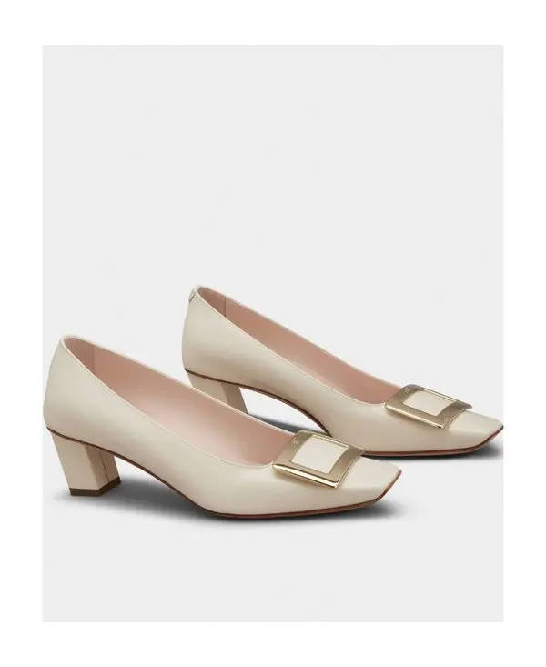 ROGER VIVIER Belle Vivier Buckle Pumps - Cream