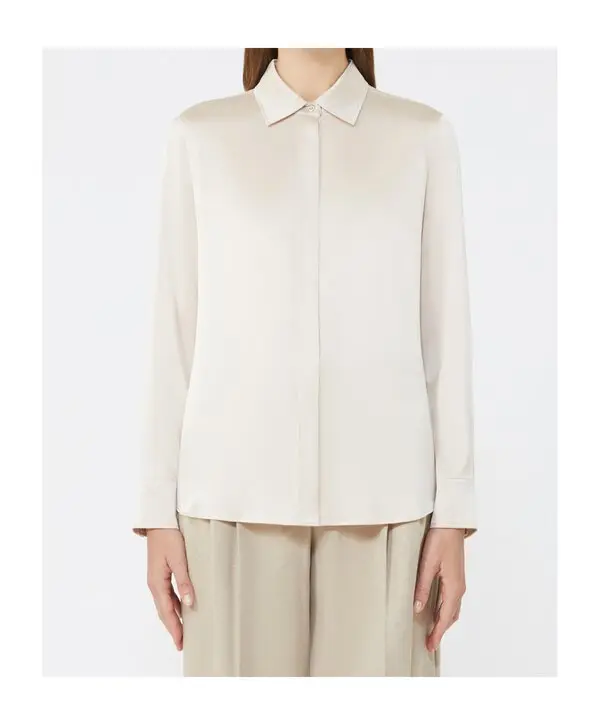 Max Mara Silk Long-sleeve Shirt - Beige
