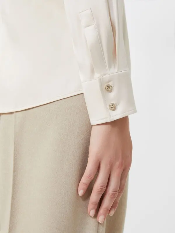 Max Mara Silk Long-sleeve Shirt - Beige