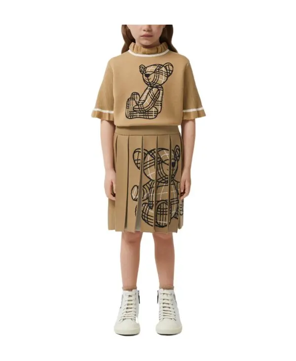 Burberry Thomas Bear Pleated Miniskirt