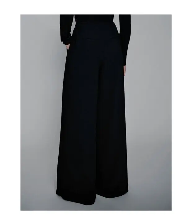 Marella Wide-fit Envers Satin Trousers - Black