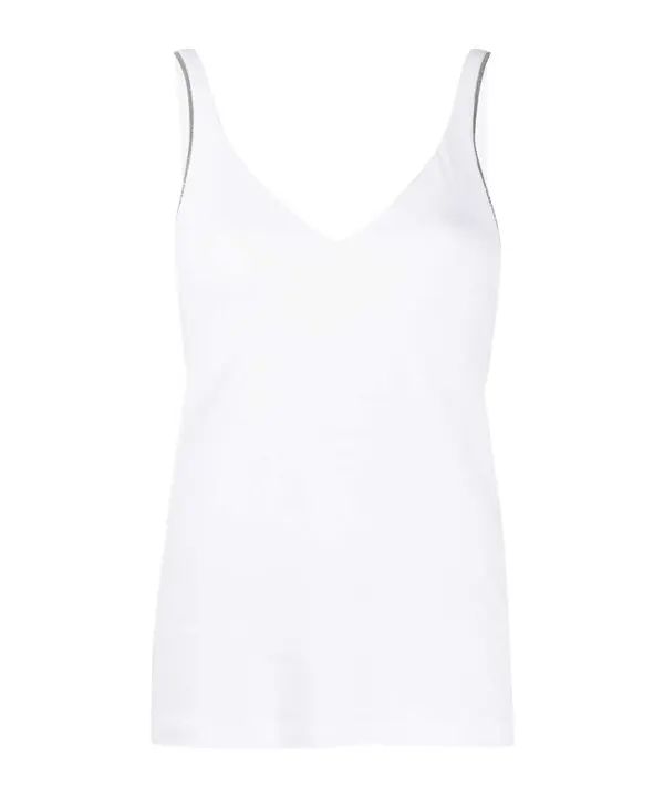 Brunello Cucinelli Slim-fit V-neck Tank Top - White