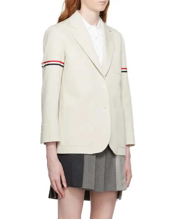 Thom Browne Single-breasted Blazer With Tricolor Armband Detail - White