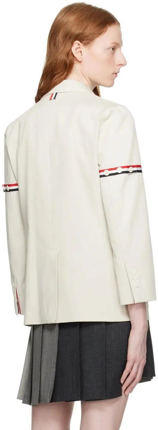 Thom Browne Single-breasted Blazer With Tricolor Armband Detail - White