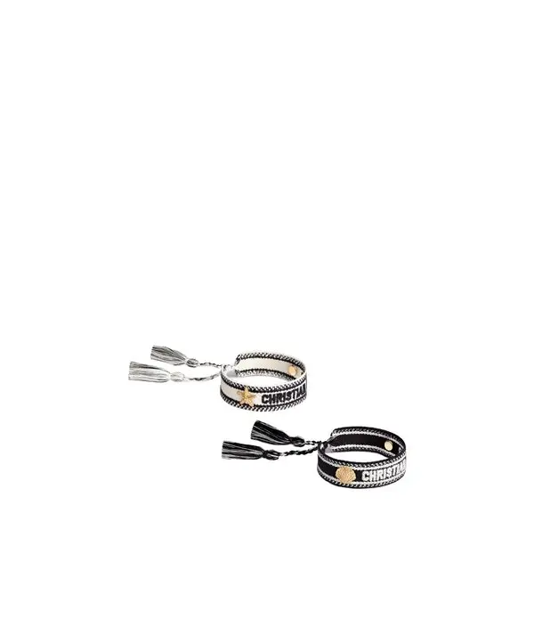 Dior Embroidered Bracelets With Shell And Starfish Details - Black/white