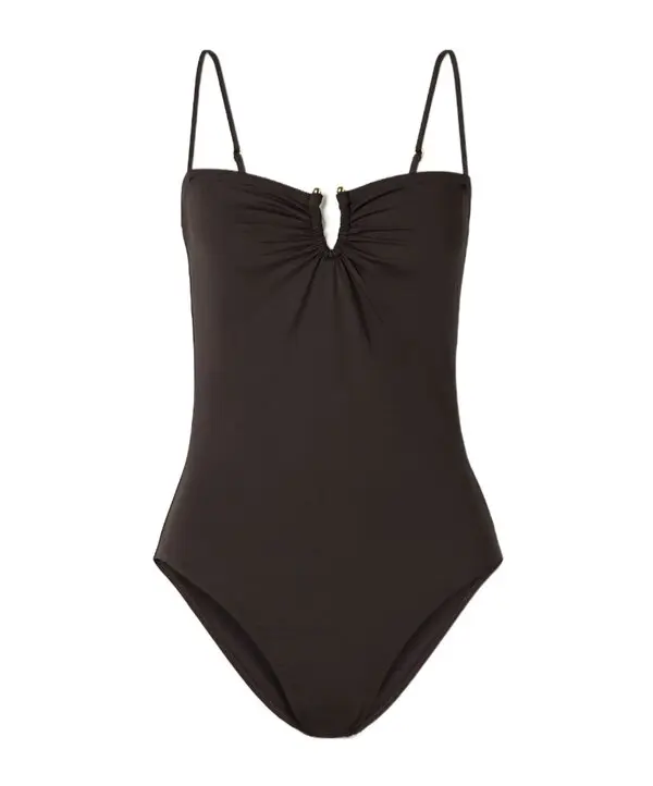 NILI LOTAN Halter One-piece Swimsuit - Brown