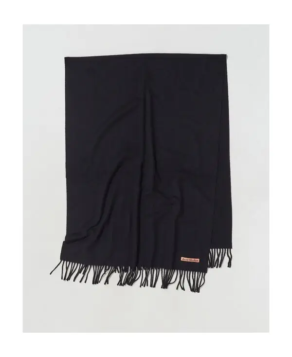 Acne Studios Logo Patch Fringed-edge Scarf - Black