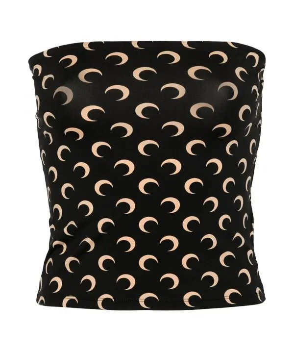 MARINE SERRE All-over Moon Printed Tube Top - Black