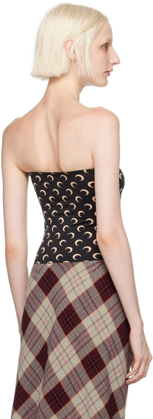 MARINE SERRE All-over Moon Printed Tube Top - Black