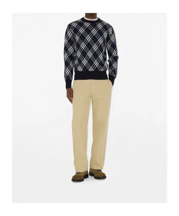 Burberry Checked Knitted Crewneck Jumper