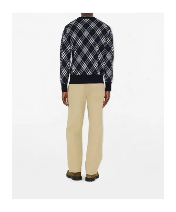 Burberry Checked Knitted Crewneck Jumper