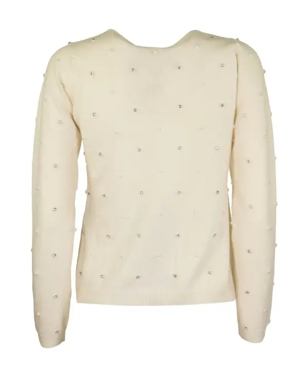 Max Mara Round Neck Embellished Long Sleeve Sweater