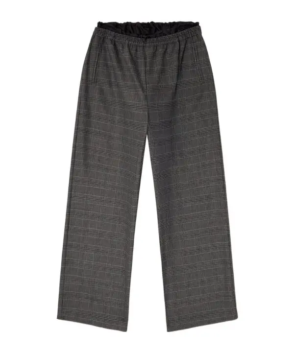 DIESEL® Elastic-waist Checked Straight Trousers - Black