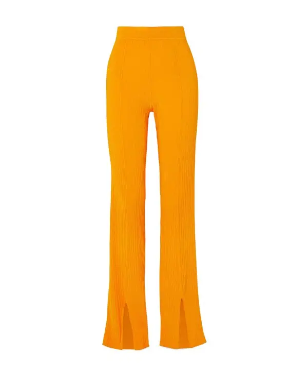 Nanushka Ribbed Knit Slit Cuff Flare Trousers