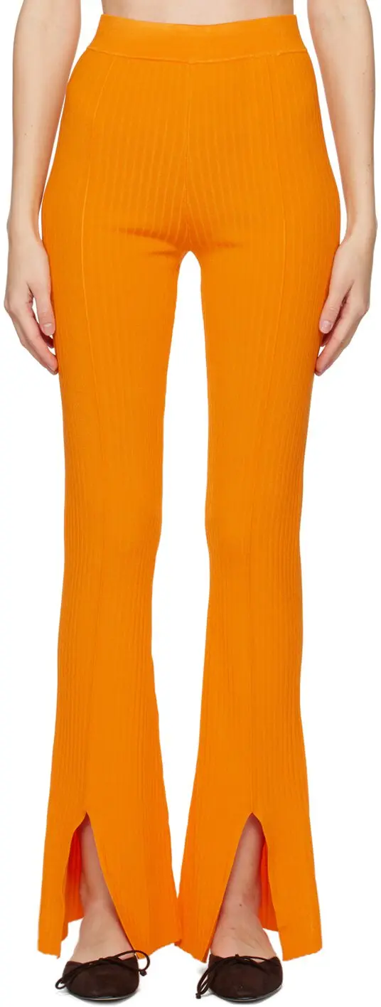 Nanushka Ribbed Knit Slit Cuff Flare Trousers