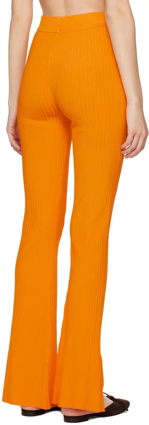 Nanushka Ribbed Knit Slit Cuff Flare Trousers