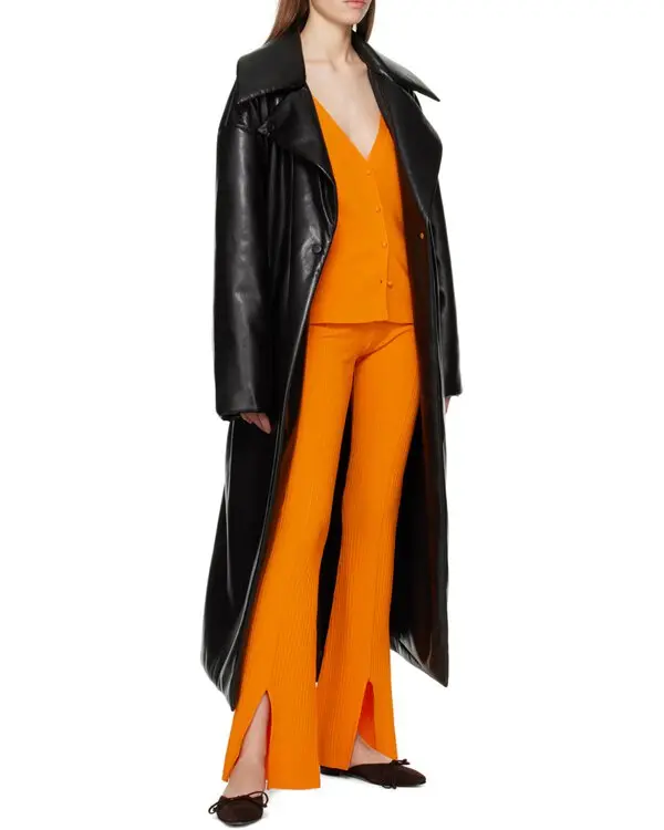 Nanushka Ribbed Knit Slit Cuff Flare Trousers