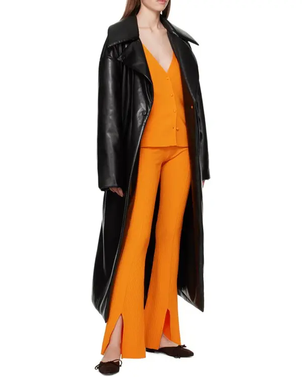 Nanushka Ribbed Knit Slit Cuff Flare Trousers
