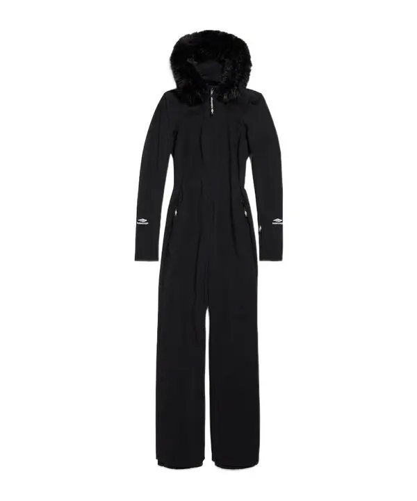Balenciaga Ski Fitted Hooded Jumpsuit - Black
