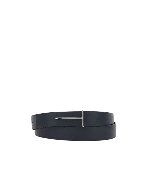 TOM FORD Leather Belt With T Buckle Closure - Blue