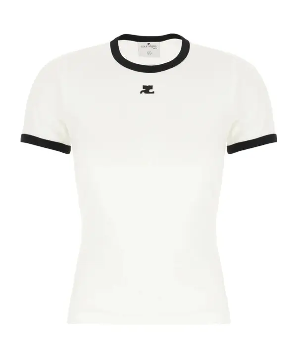 COURREGES Contrasting-color T-shirt - White