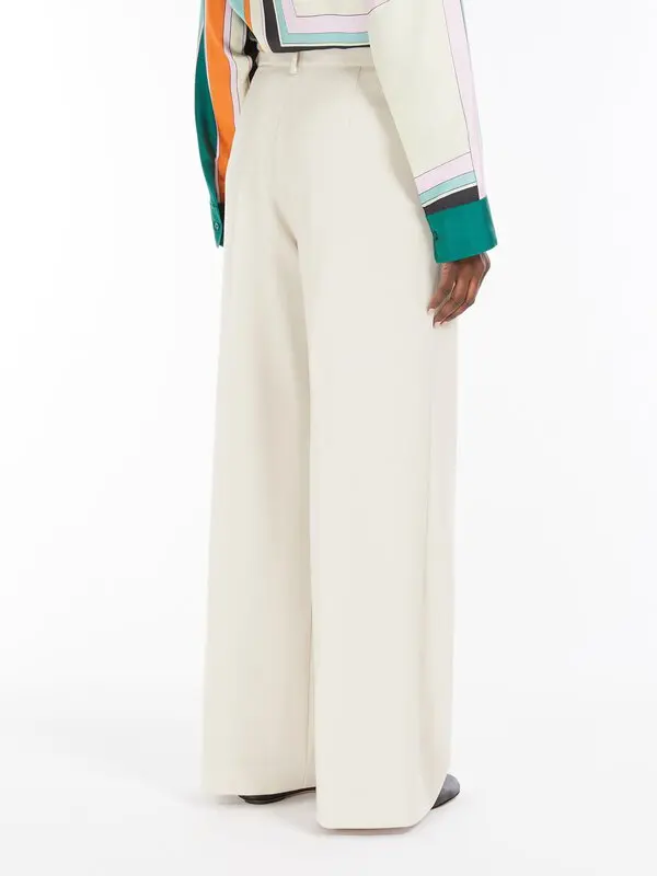 Max Mara Stretch Wide Leg Trousers - Sand-colored