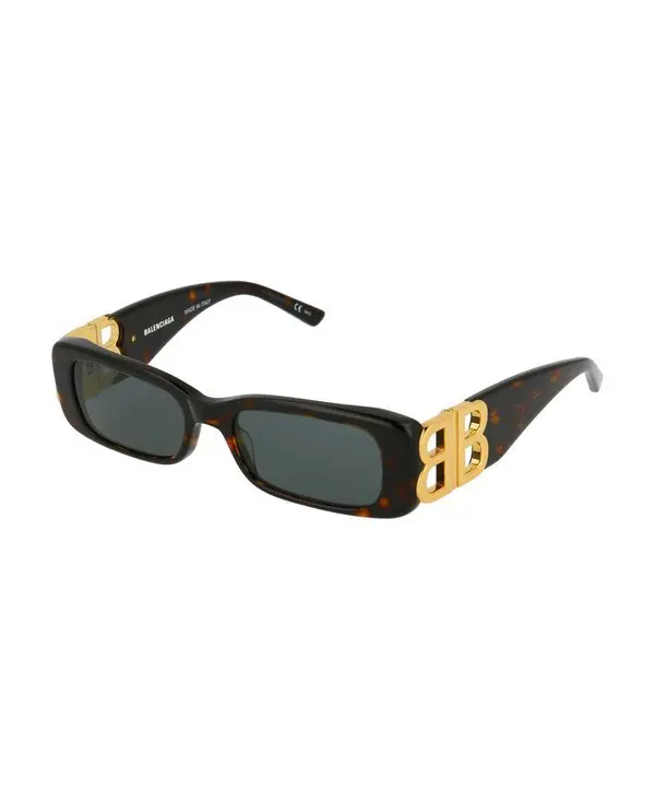 Balenciaga Logo Rectangle Sunglasses - Gray