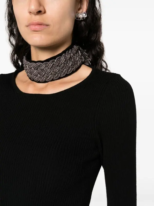 Giuseppe Di Morabito Embellished Knitted Jumper With Glove Sleeves