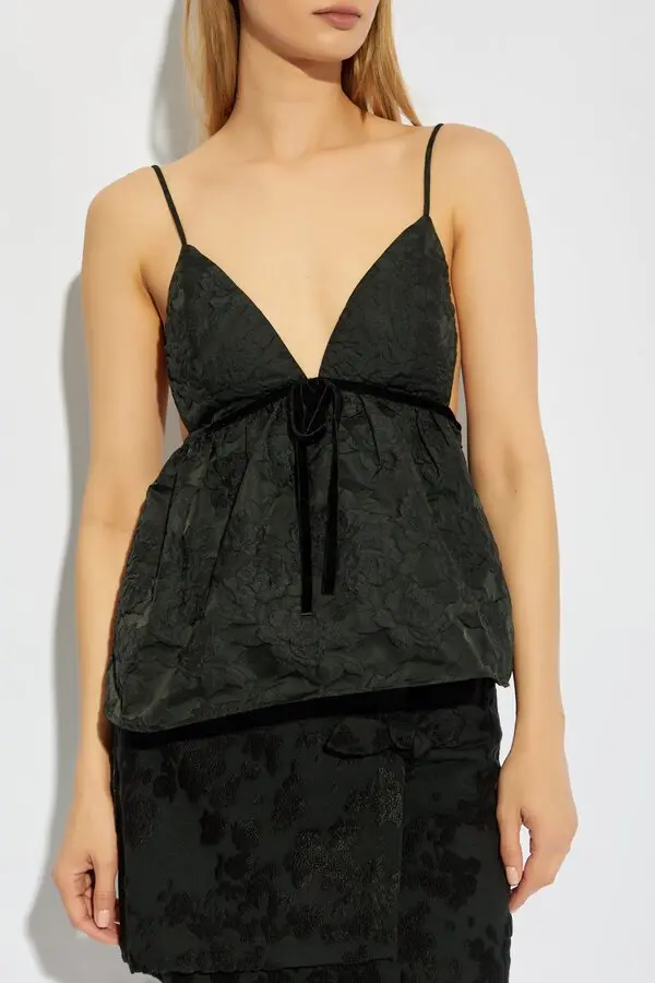 GANNI Botanical Jacquard Strap Top