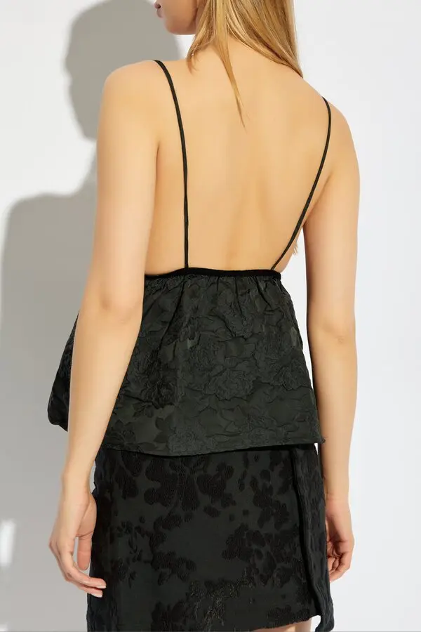 GANNI Botanical Jacquard Strap Top
