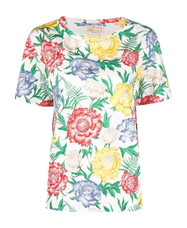 FERRAGAMO Floral Print Short Sleeve T-shirt