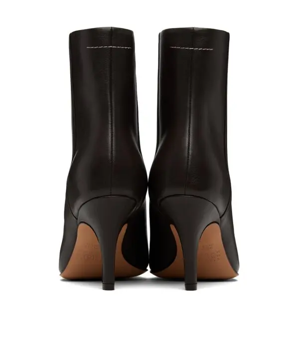 MAISON MARGIELA Pointed-toe Leather Ankle Boots - Brown