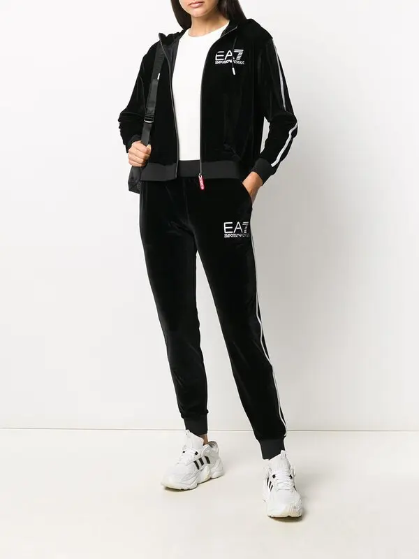 EA7 Logo Decal Velour Track Pants