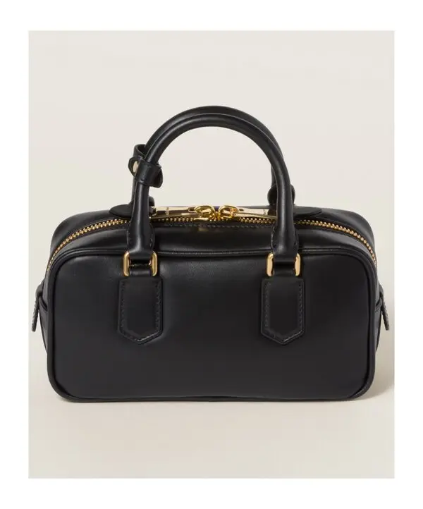 Miu Miu Arcadie Leather Bag With Top Handle And Adjustable Shoulder Strap - Black
