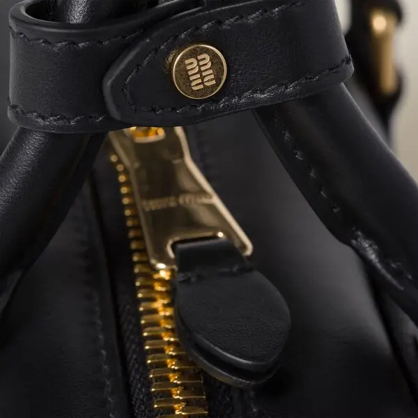 Miu Miu Arcadie Leather Bag With Top Handle And Adjustable Shoulder Strap - Black