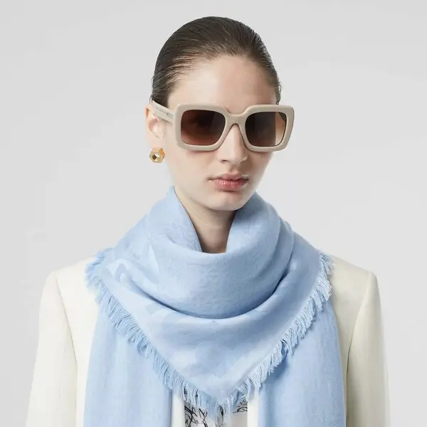 Burberry Silk And Wool Blended Jacquard Scarf
