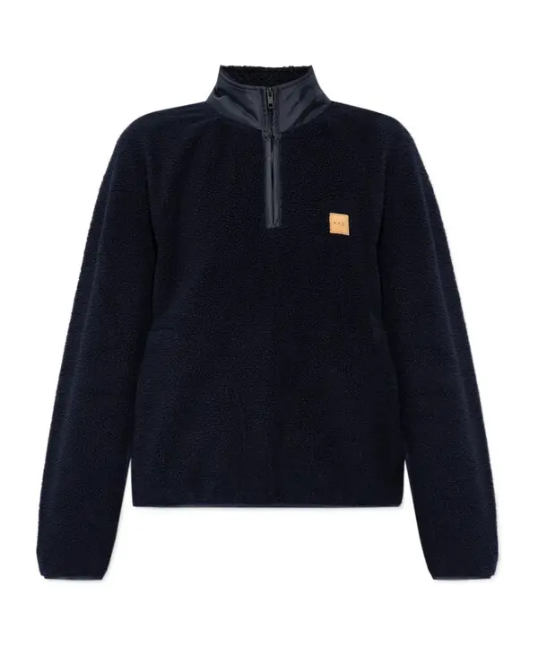 A.p.c. High-neck Logo Patch Fleece Sweatshirt - Black