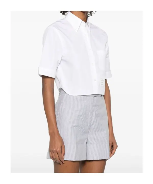 Thom Browne Classic Cropped Oxford Shirt - White