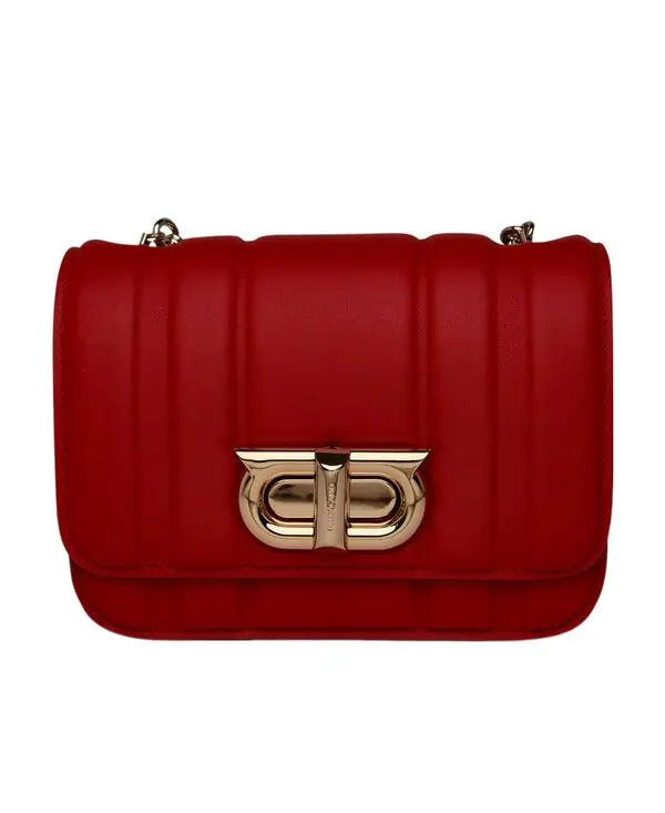 FERRAGAMO Flip Chain Shoulder Bag - Red